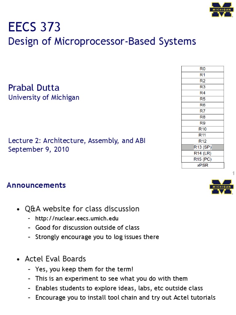 EECS 373: Design of Microprocessor-Based Systems | PDF | Embedded ...