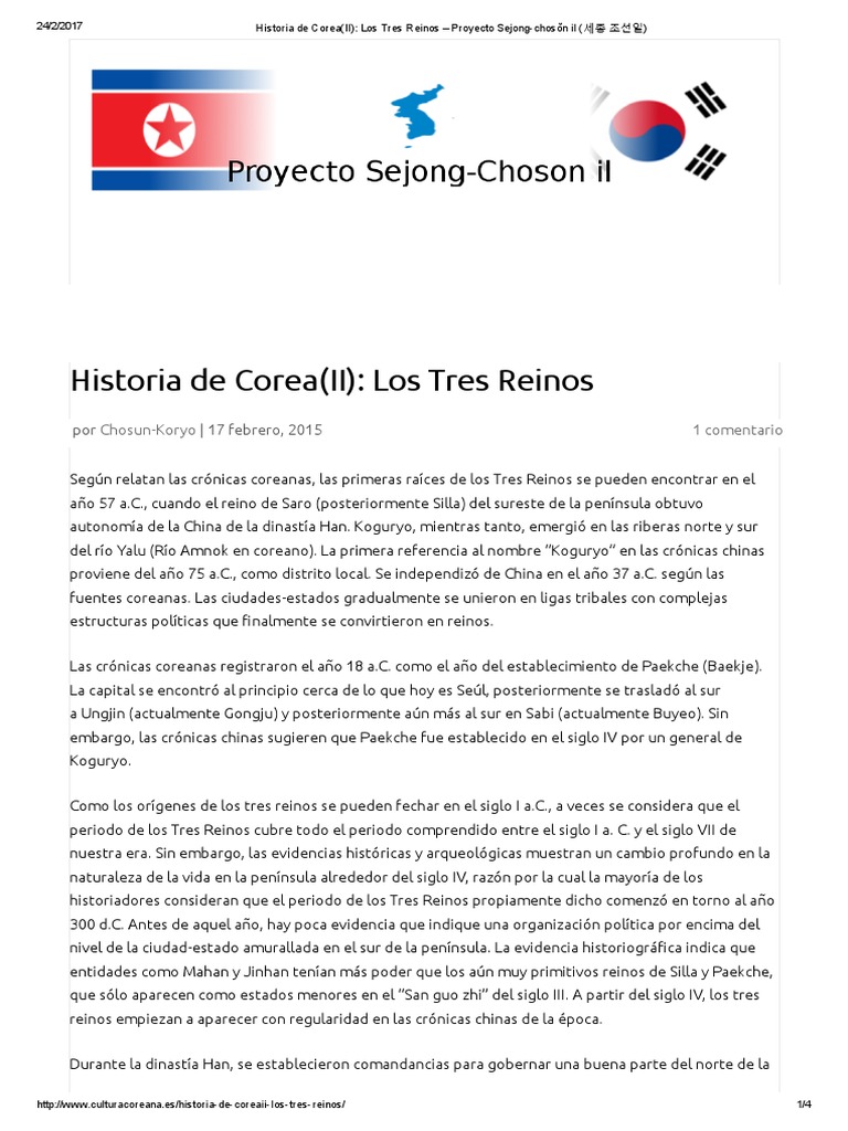 Historia de Corea: Tres Reinos | PDF | Corea | este de Asia