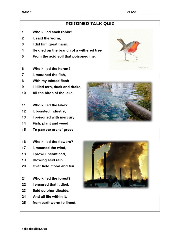 Poisoned Talk Questions (Form 3) | PDF | Ecology | Natural Environment