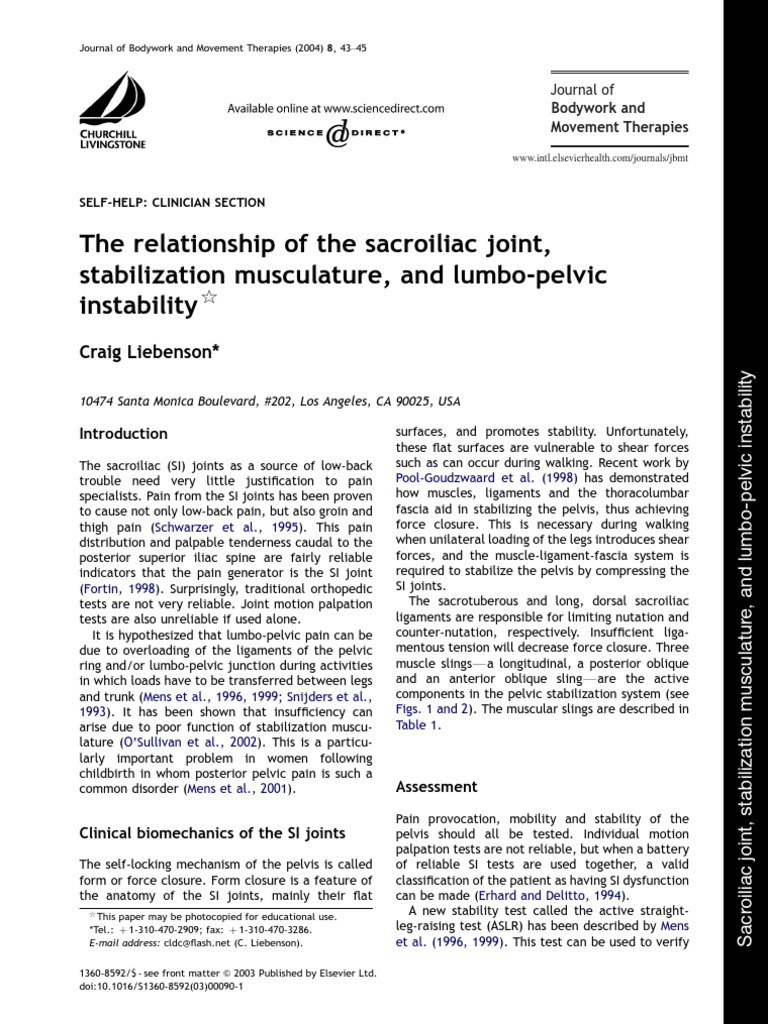 Sacroiliac joint stabilization and low back pain | PDF | Pelvis ...