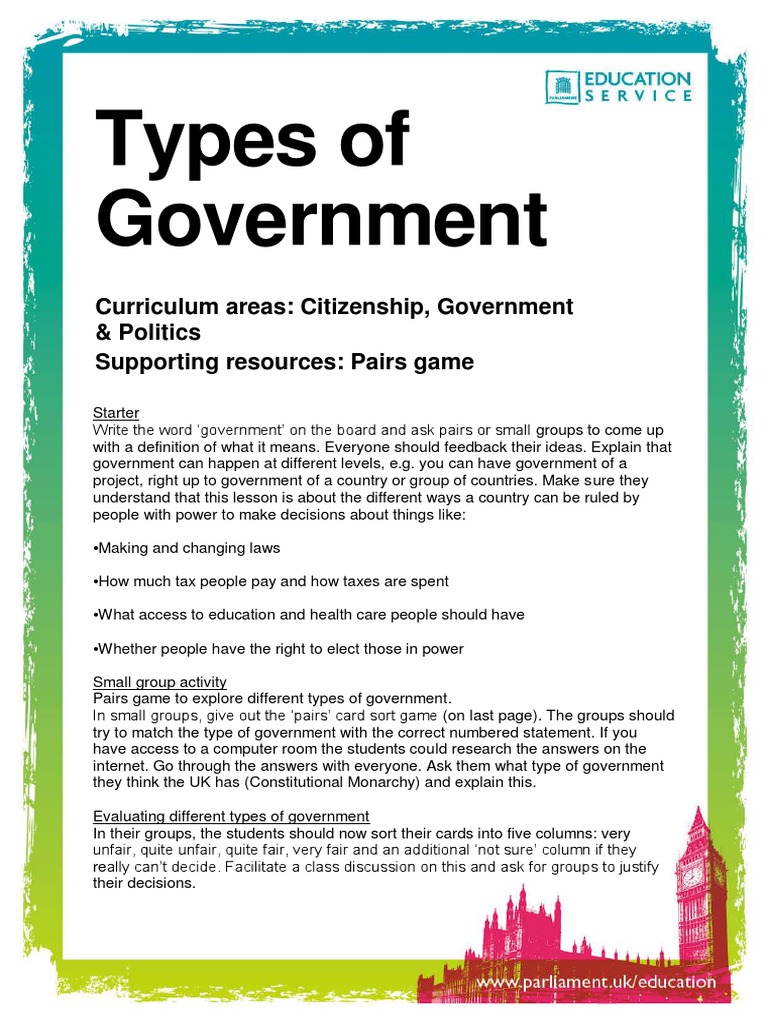 Types of Government PDF | Download Free PDF | Forms Of Government ...