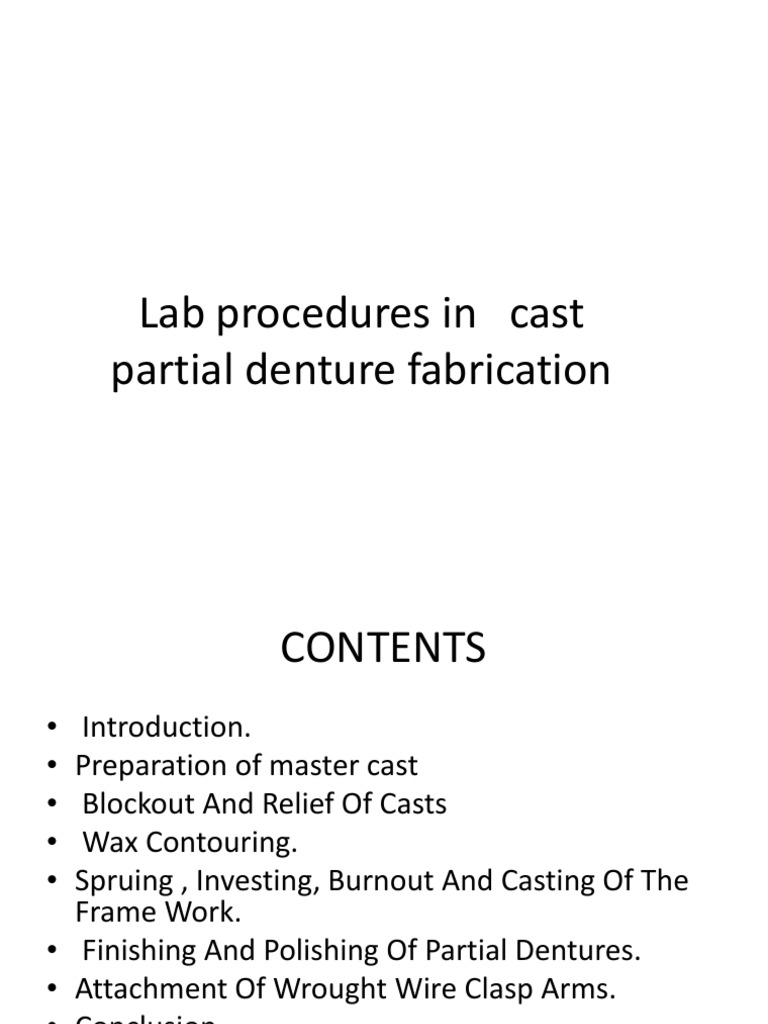 Lab Procedures in RPD Fabrication | PDF | Casting (Metalworking) | Dentures