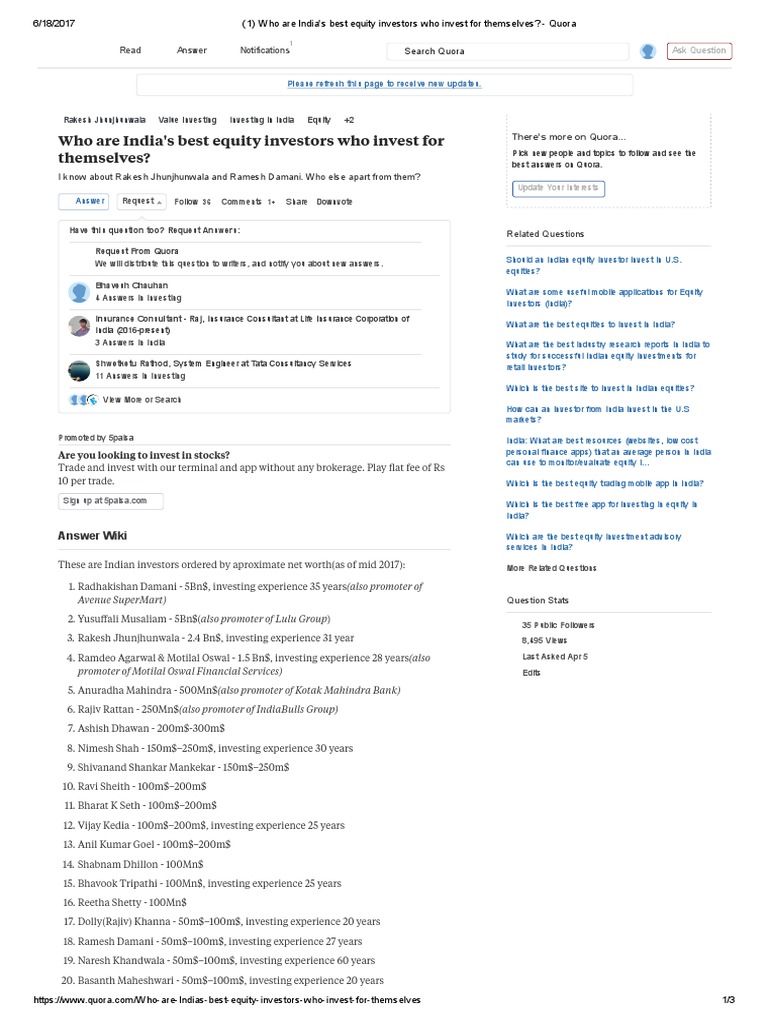 India's Top Self-Investing Equity Experts | PDF | Stocks | Investor