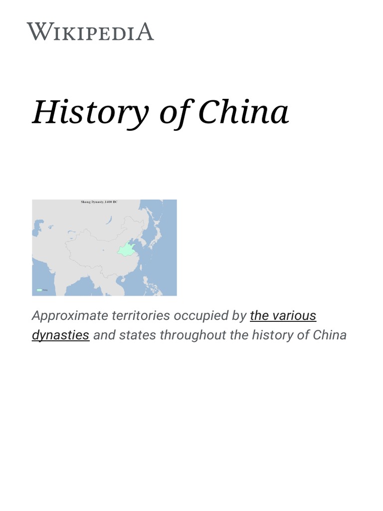 History of China - Wikipedia | PDF | History Of China | Han Dynasty