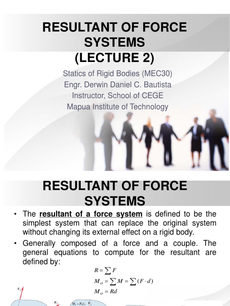 Resultant of Force Systems | PDF | Classical Mechanics | Applied And ...