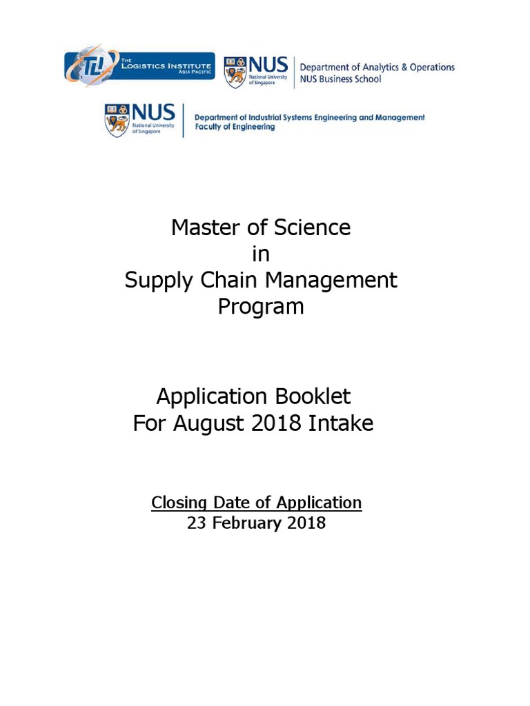 MSC SCM NUS Application Requirements | PDF | Postgraduate Education ...