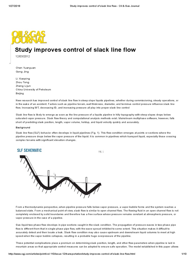 Study Improves Control of Slack Line Flow - Oil & Gas Journal | PDF ...