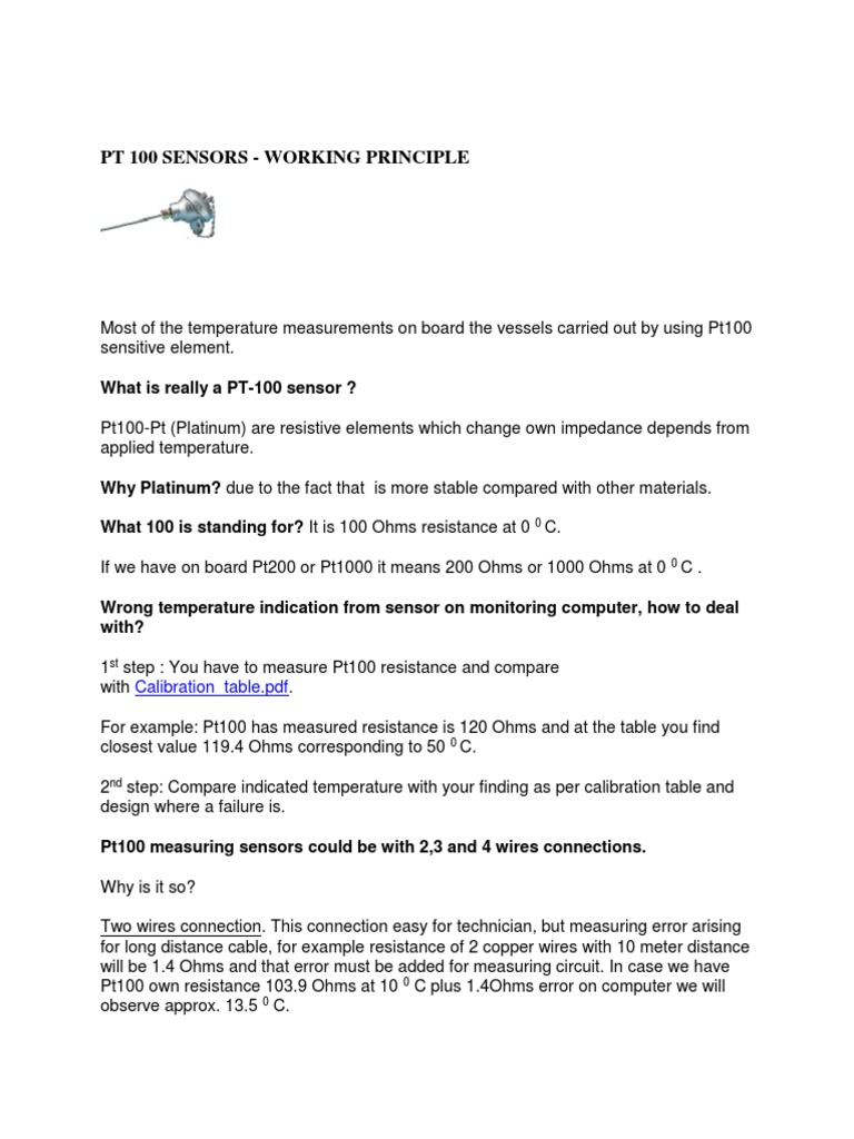 PT100 Sensor Working Principle Explained | PDF