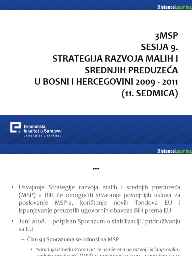 Strategija Razvoja Malih I Srednjih Preduzeca U BiH | PDF
