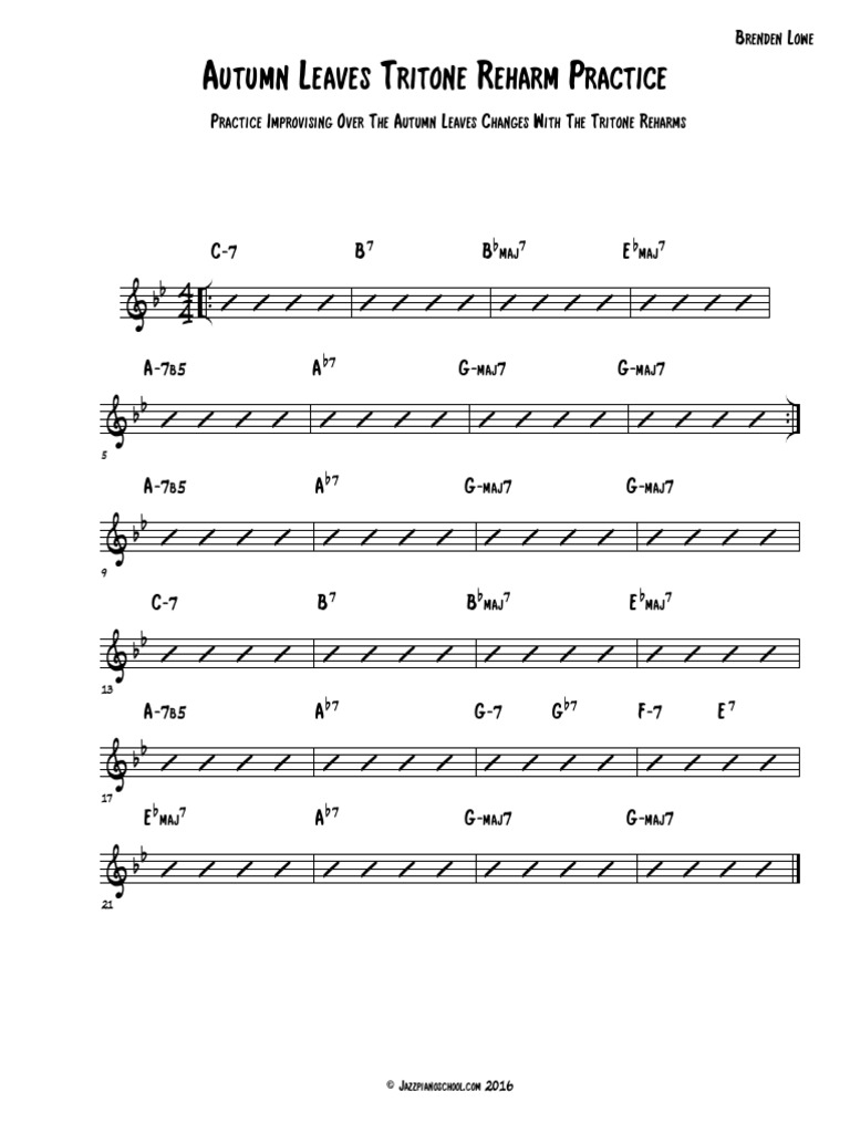 Autumn Leaves Tritone Reharm Practice: C B B E | PDF | Leisure