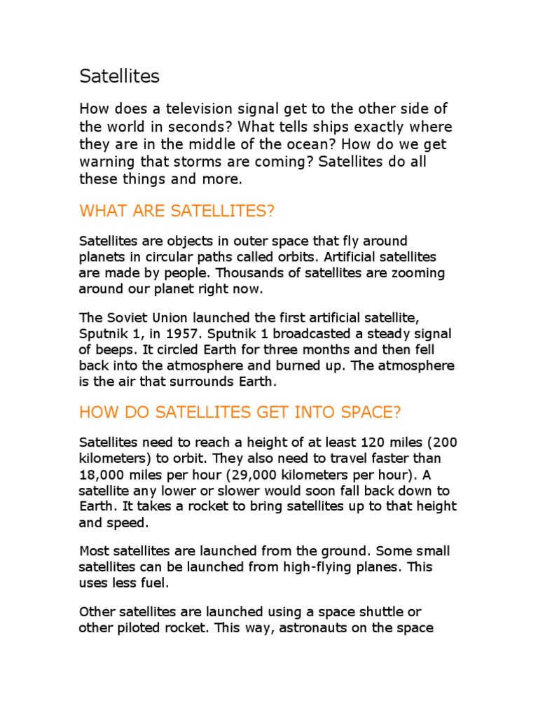 What Are Satellites? | PDF | Satellite | Outer Space