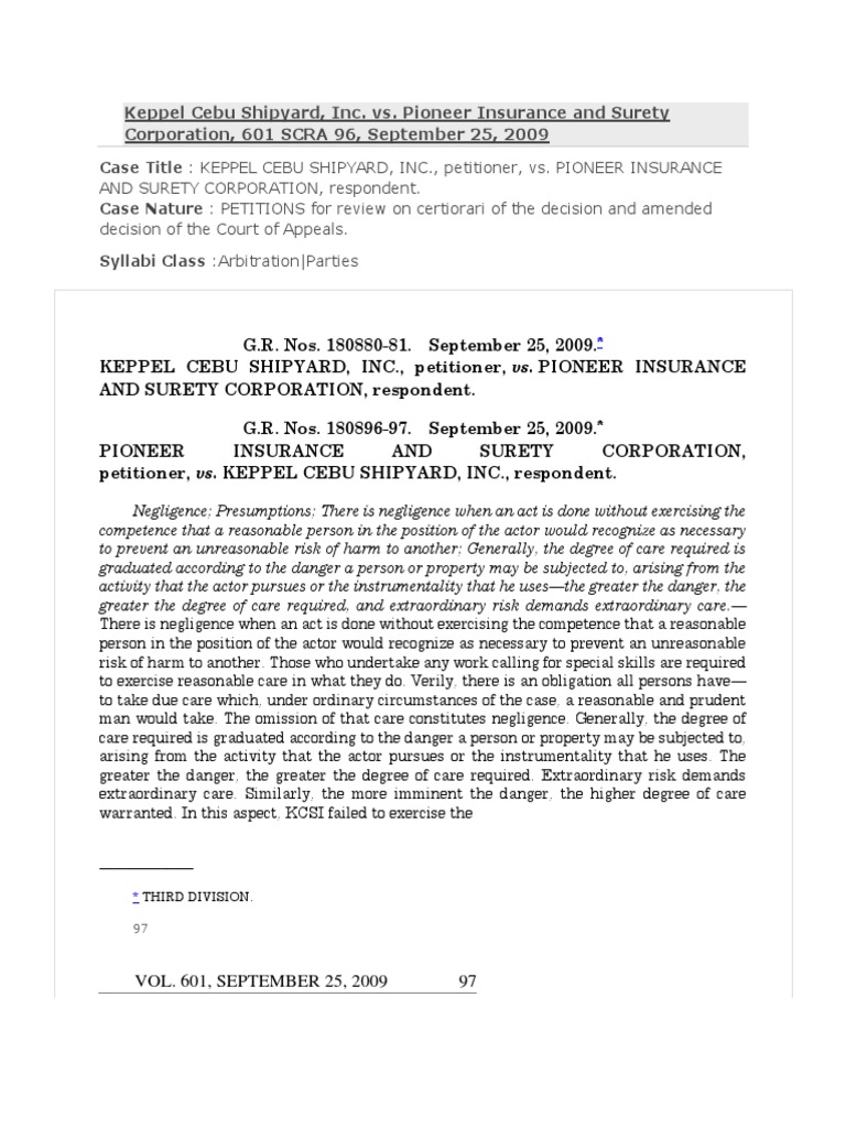 19 Keppel Cebu Shipyard vs. Pioneer Insurance | PDF | Subrogation ...