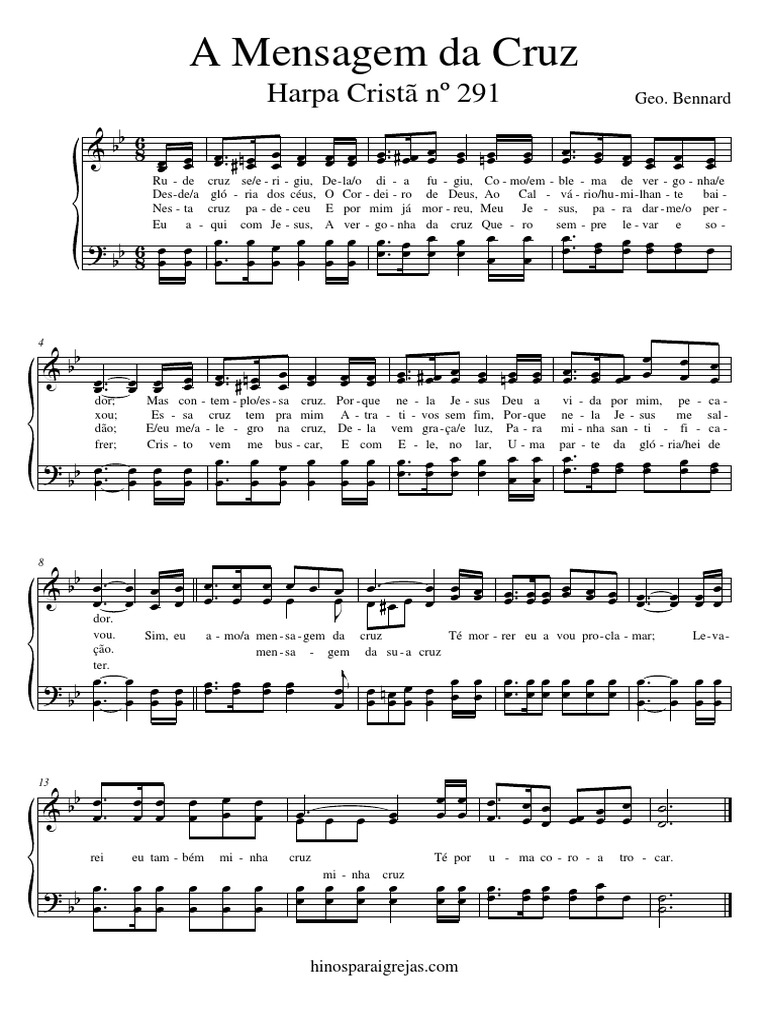 Harpa Cristã 291 a Mensagem Da Cruz Partitura | Lazer | Religião e Crença