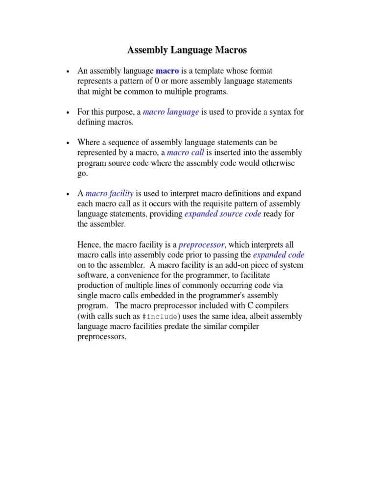 Assembly Language Macros | PDF