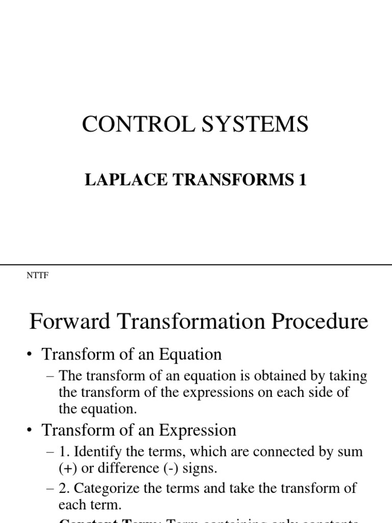 Control Systems: Laplace Transforms 1 | PDF | Laplace Transform ...