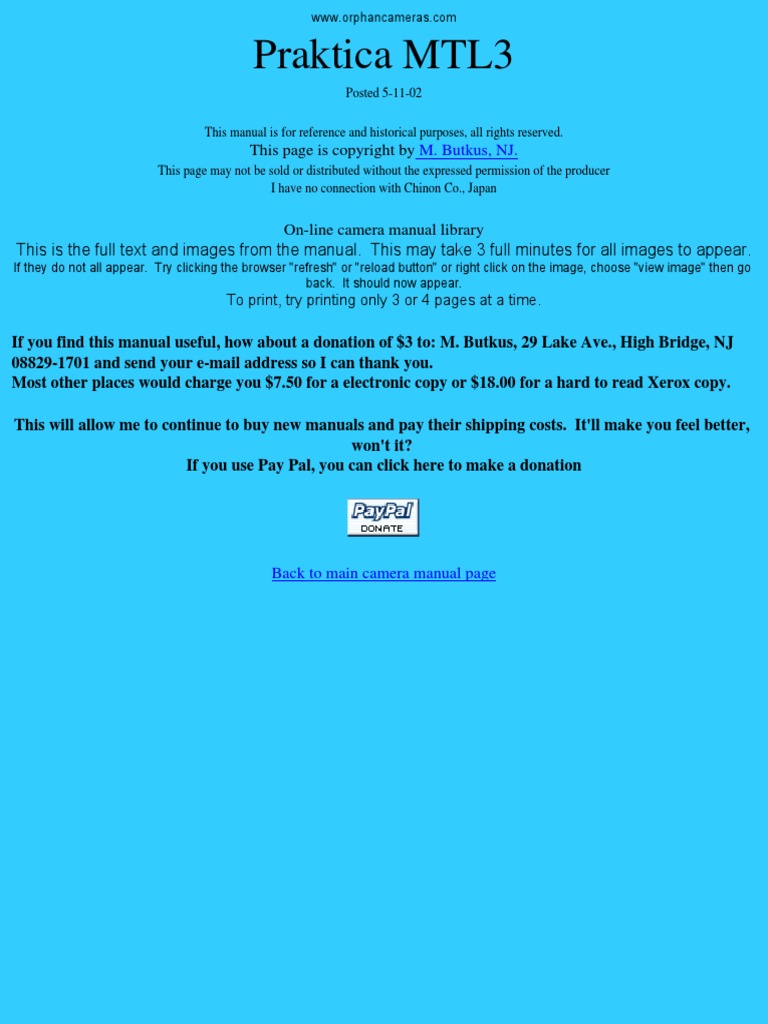 Praktica MTL3: M. Butkus, NJ | PDF | Flash (Photography) | Shutter (Photography)