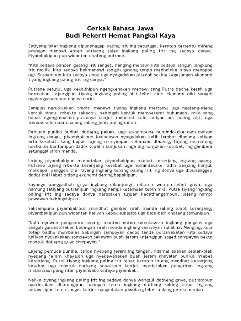 Cerkak Bahasa Jawa Panjang - Books King