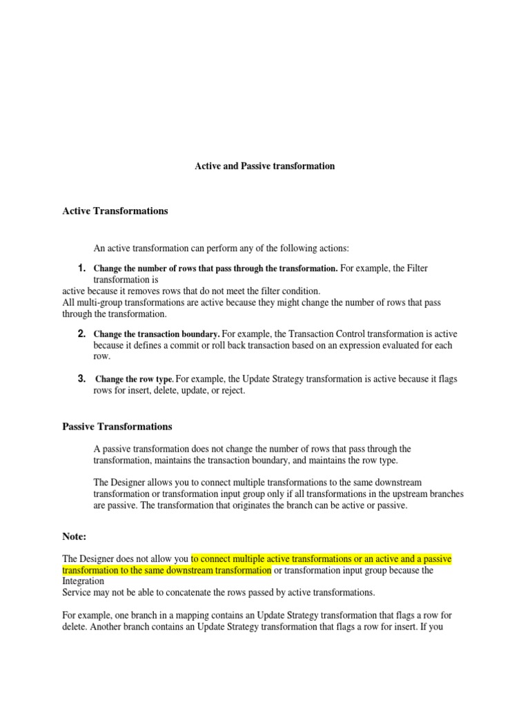 Informatica Transformations Description | PDF | Relational Database | Databases