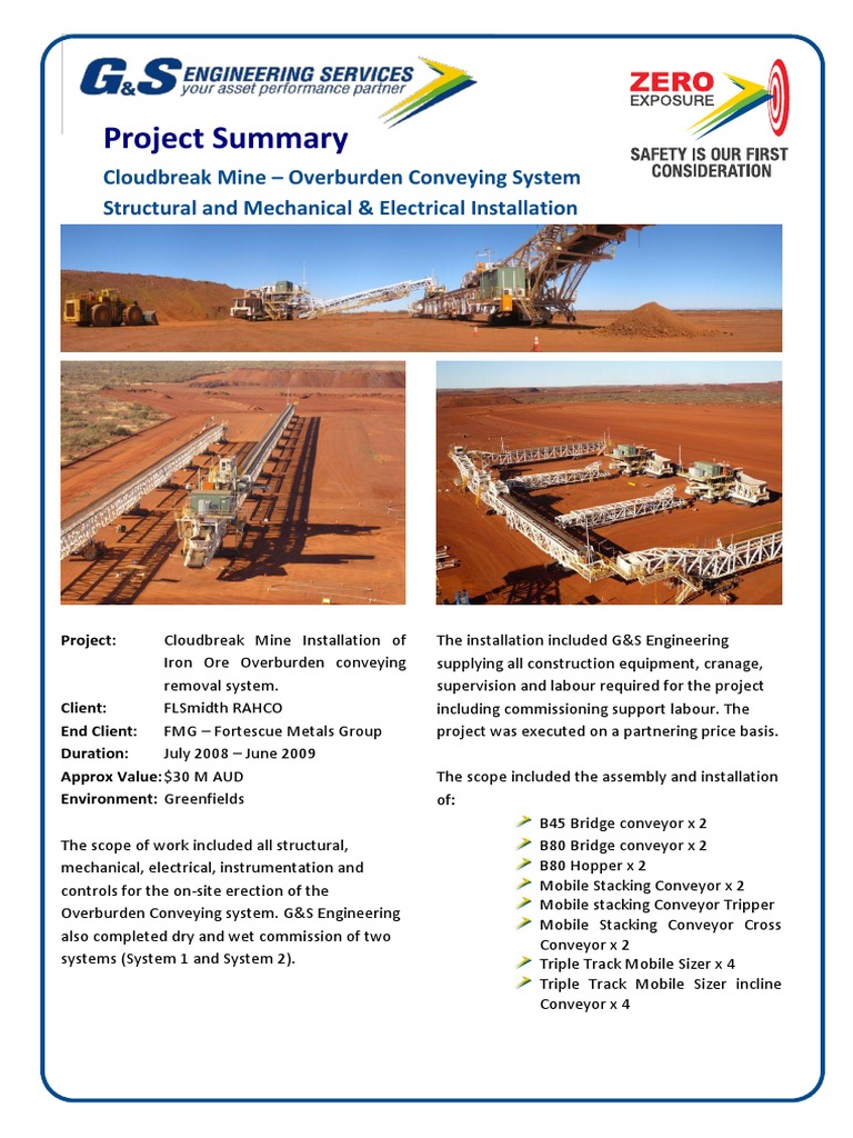 Cloudbreak Mine Overburden Conveyor System Installation | PDF