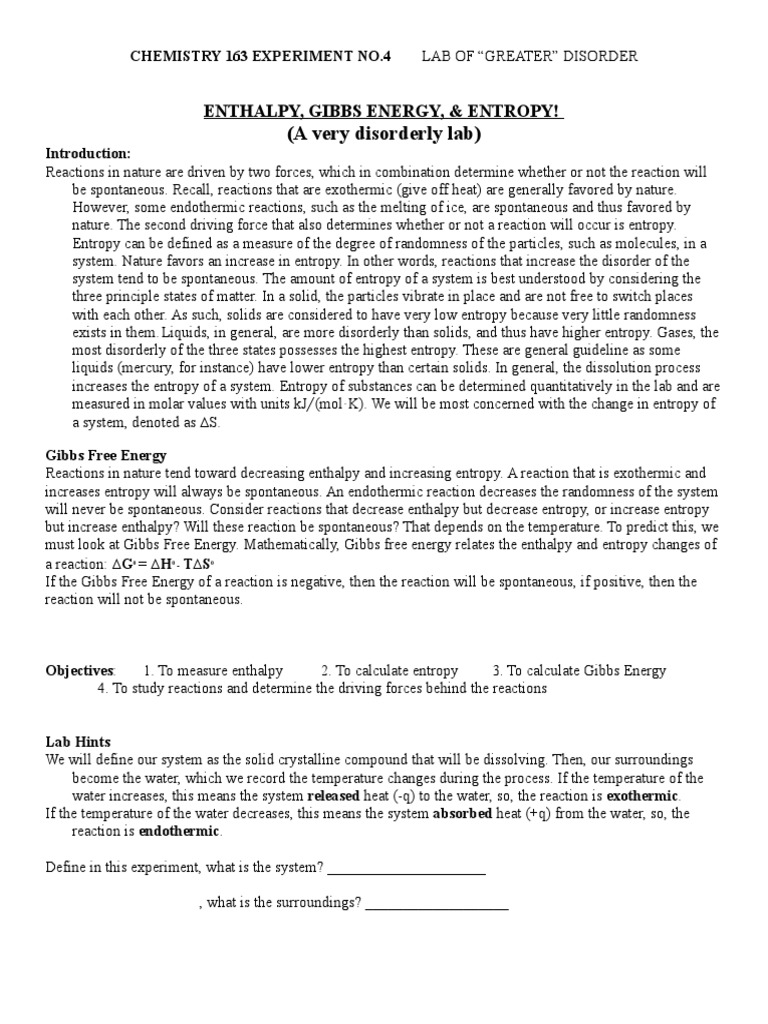 L4 Entropy | PDF | Entropy | Gibbs Free Energy L4 Entropy | PDF | Entropy | Gibbs Free Energy