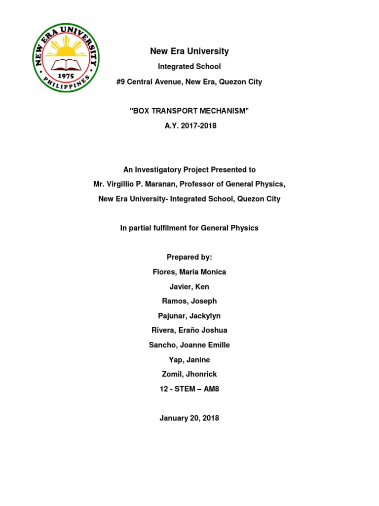 Transport Box Machanism Investigatory Project (Chapter 1-3) | PDF | Nut ...