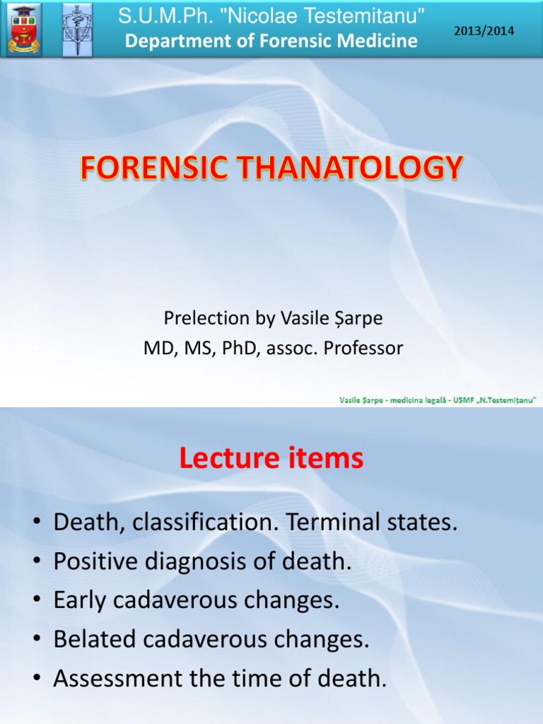 Forensic Thanatology Overview | PDF | Death | Medicine