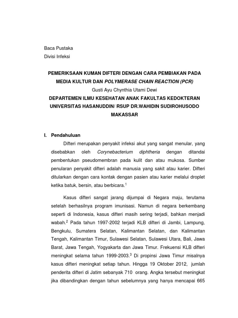 Pemeriksaan Kuman Difteri Dengan Cara Pembiakan Pada Media Loeffler Dan ... Pemeriksaan Kuman Difteri Dengan Cara Pembiakan Pada Media Loeffler Dan ...