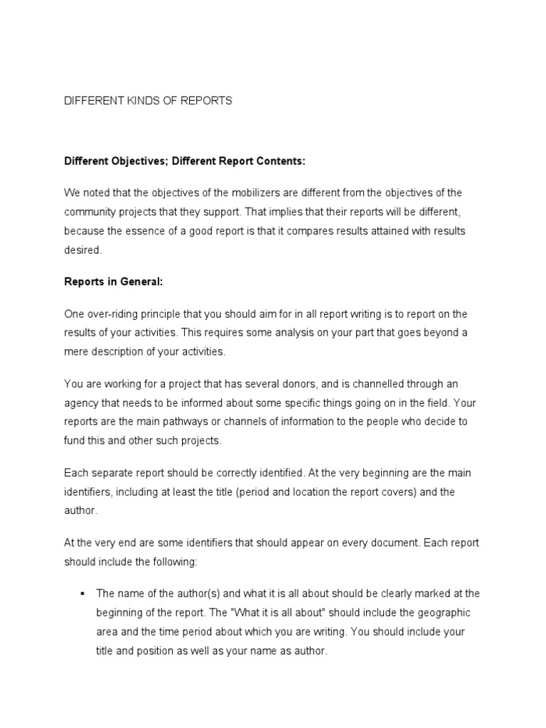 Different Objectives Different Report Contents | PDF | Cognition