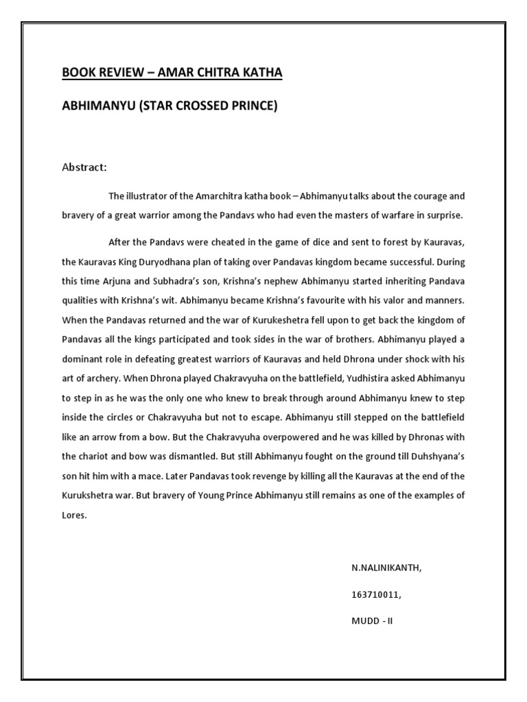 Book Review - ABHIMANYU (Amar Chitra Katha) | PDF Book Review - ABHIMANYU (Amar Chitra Katha) | PDF