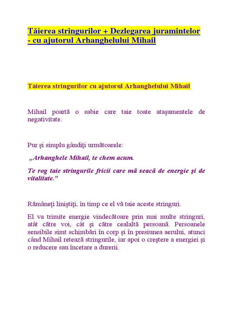Arhanghelul Mihail - Tăierea Stringurilor | PDF