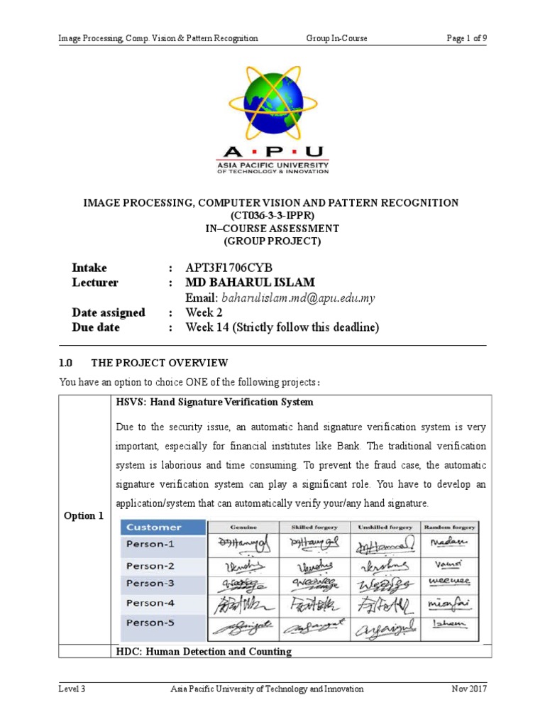 APT3F1706CYB CE00336 6 IPCV Incourse Assignment | PDF | Pattern Recognition | Computer Programming