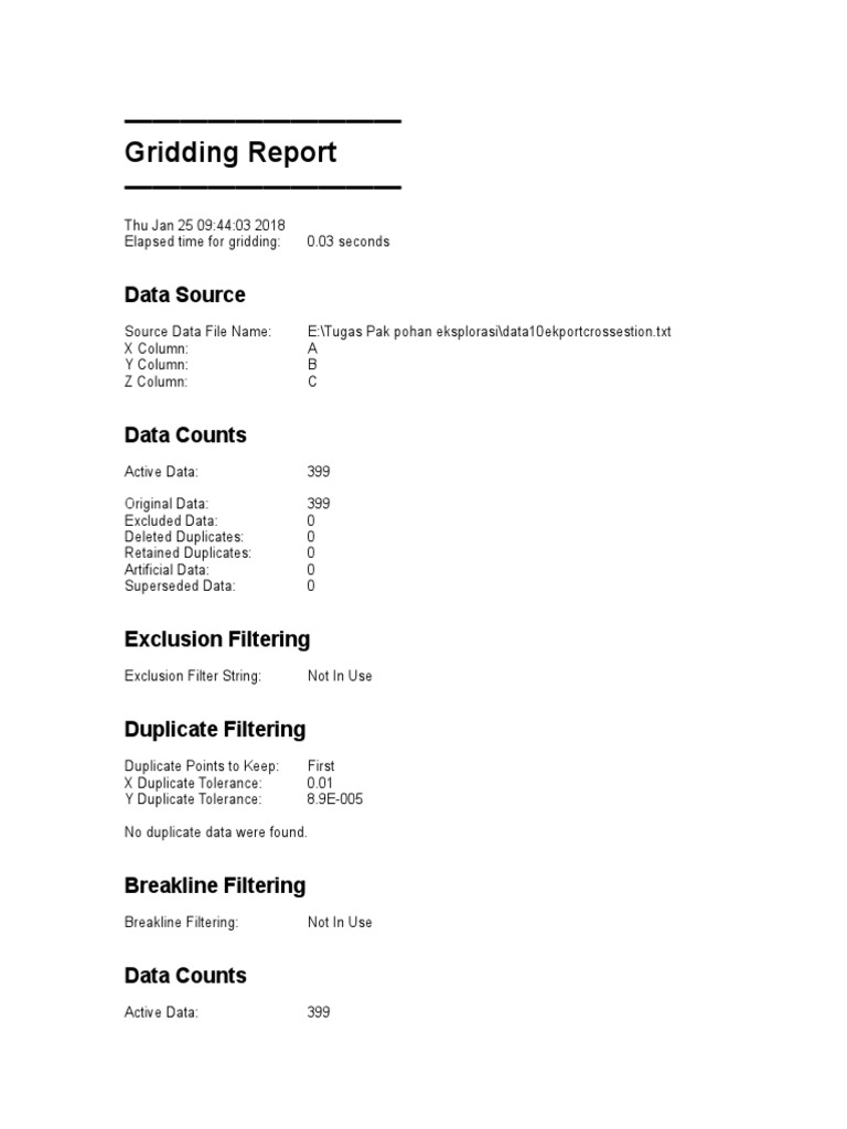 Gridding Report - : Data Source | PDF