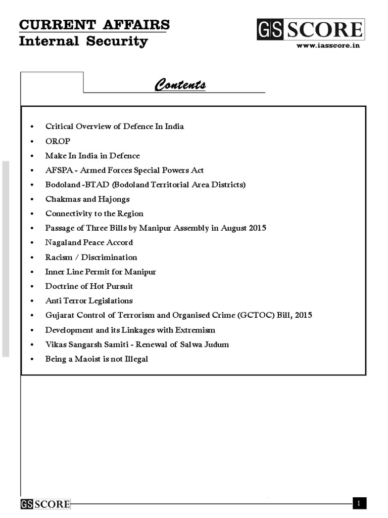 Internal Security - India | PDF | Research And Development | Military