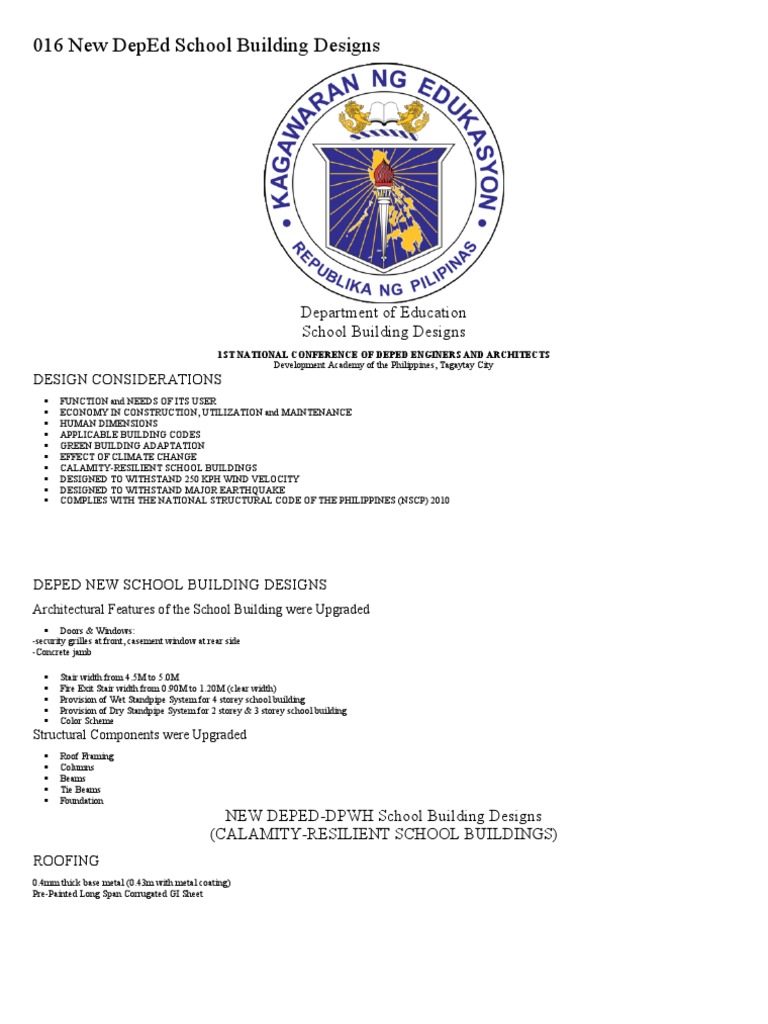 016 New DepEd School Building Designs | PDF | Window | Door