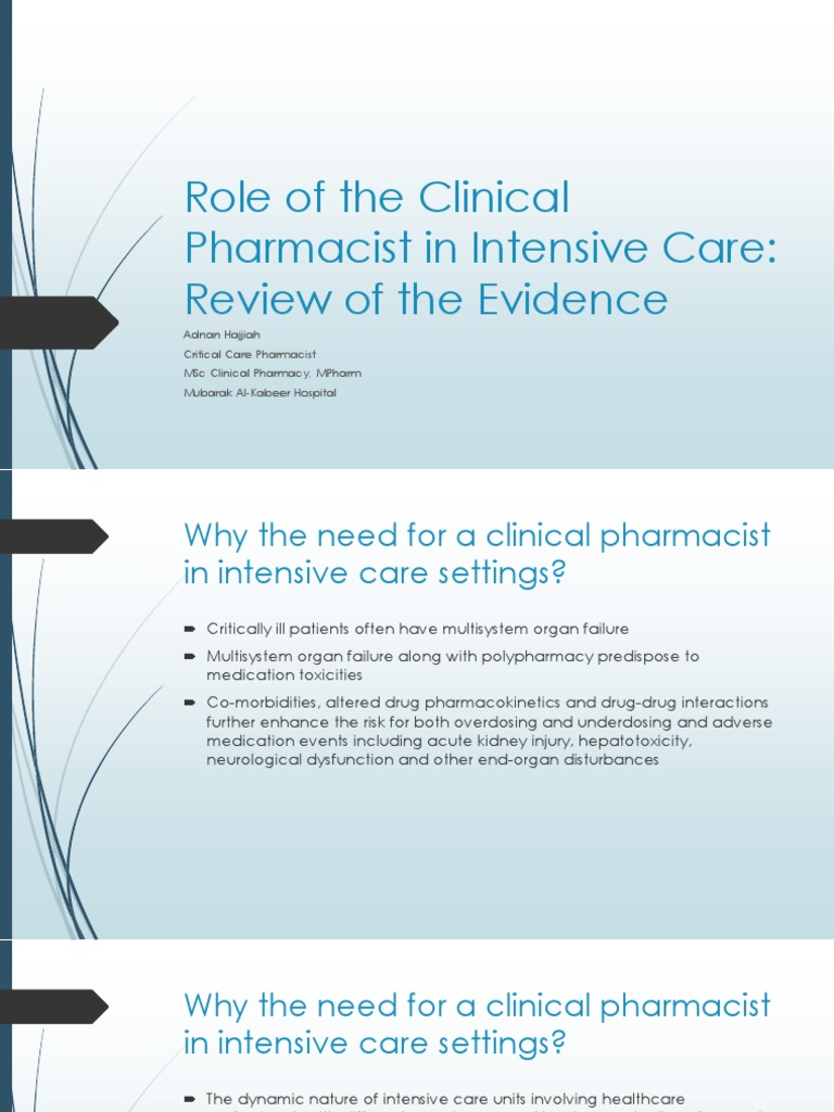 Role of Pharmacists in ICU Care | PDF | Intensive Care Medicine | Pharmacy