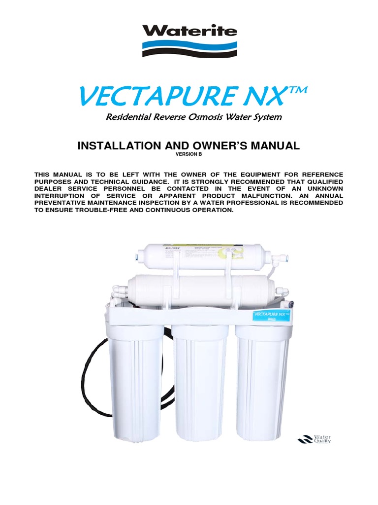 Vectapure NX Owners Manual For Encapsulated Membrane System | PDF | Tap ...