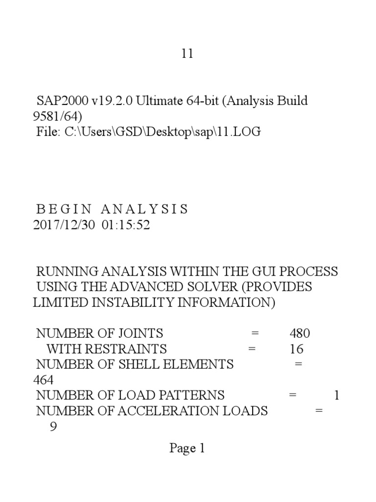 SAP2000 v19.2.0 Analysis Report | PDF | Stability Theory | Eigenvalues ...