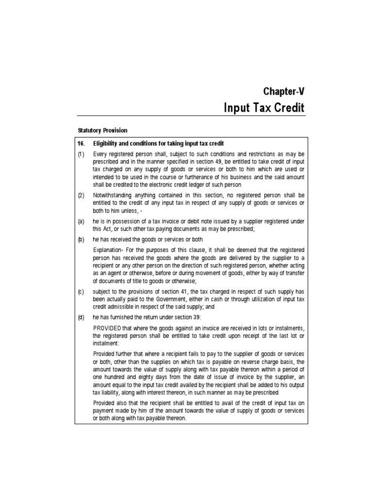 Input Tax Credit | PDF | Debits And Credits | Invoice