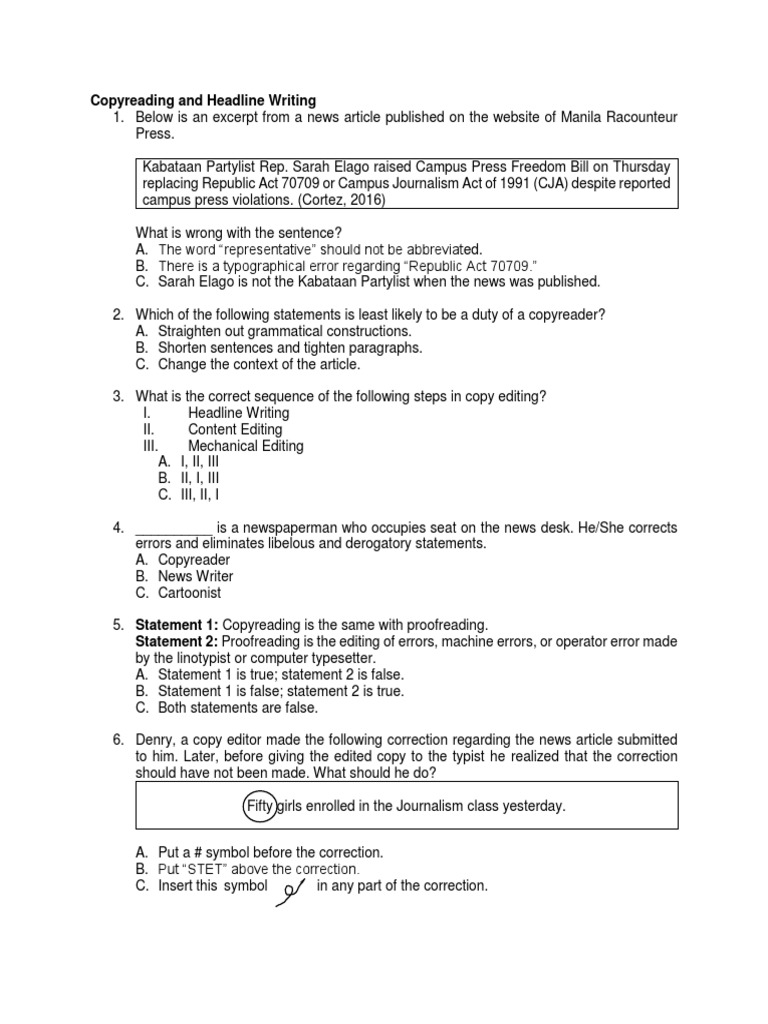 Copyreading and Headline Writing 2017 | PDF | Editing | Copy Editing