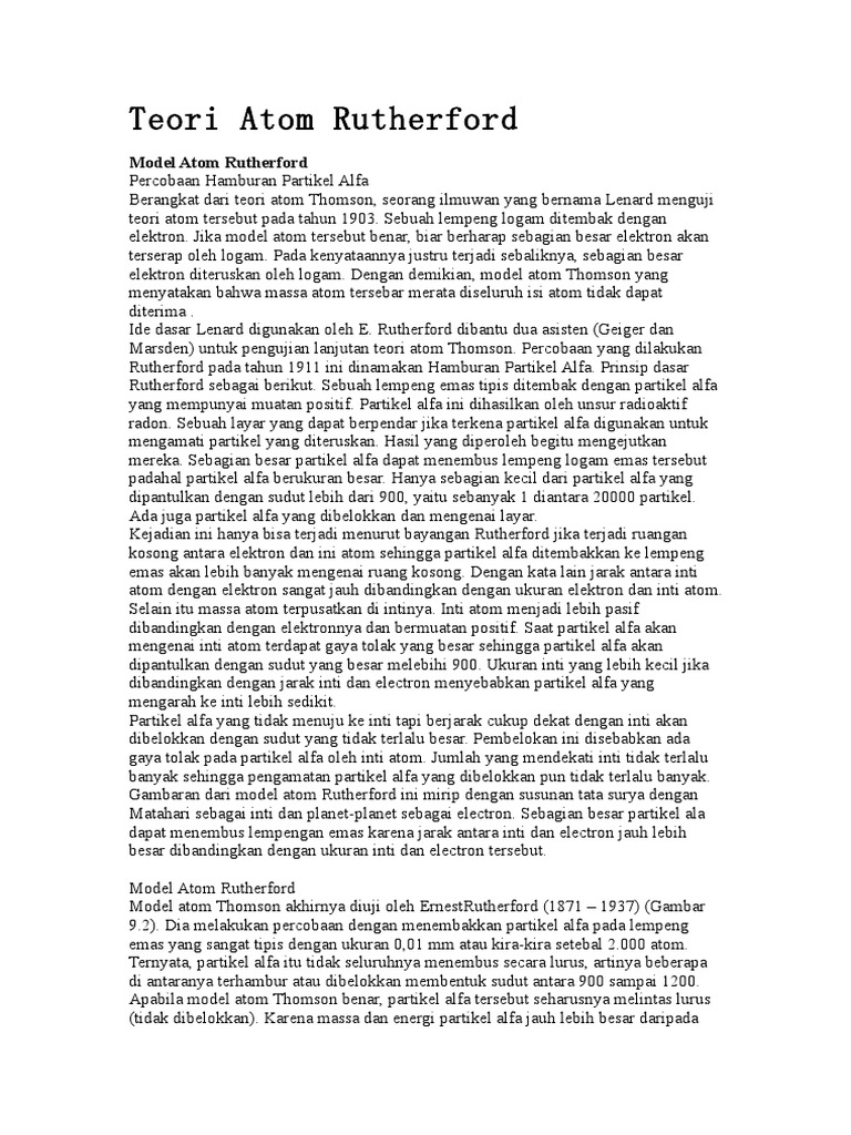 Teori Atom Rutherford | PDF