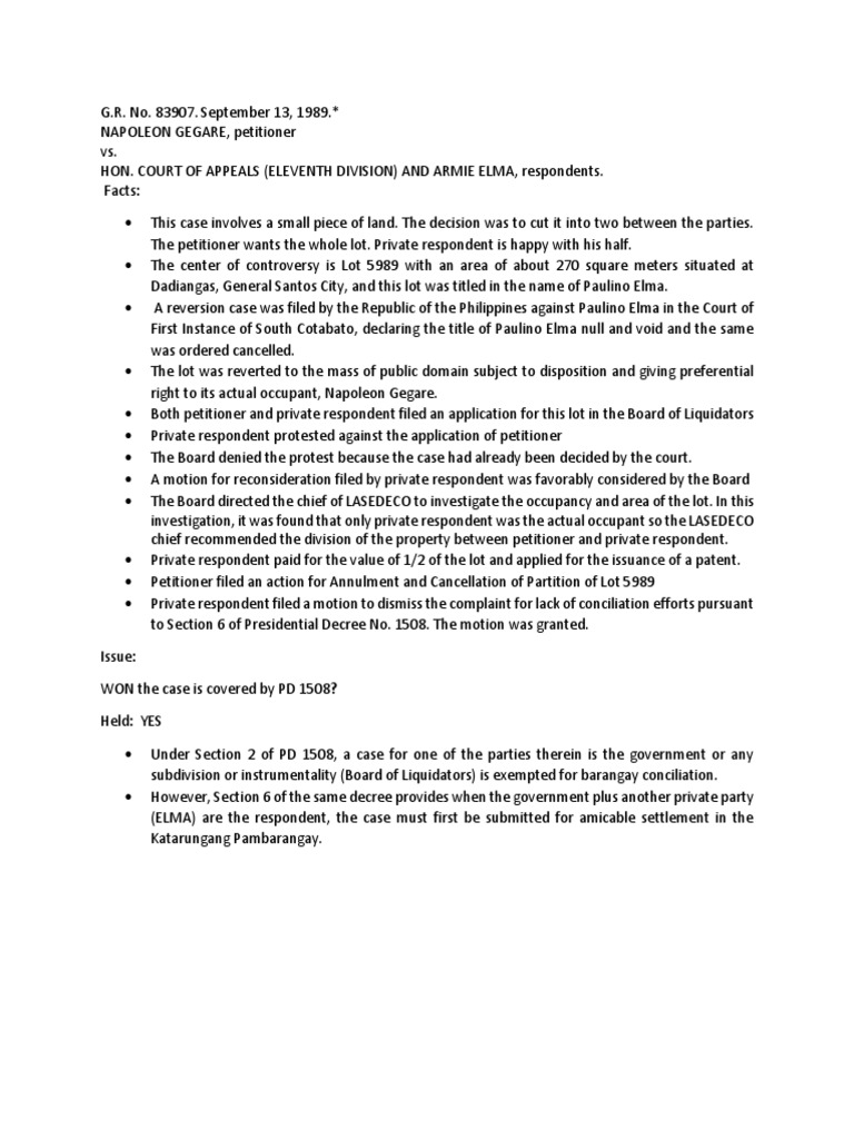 Barangay Conciliation Cases | PDF | Complaint | Cause Of Action