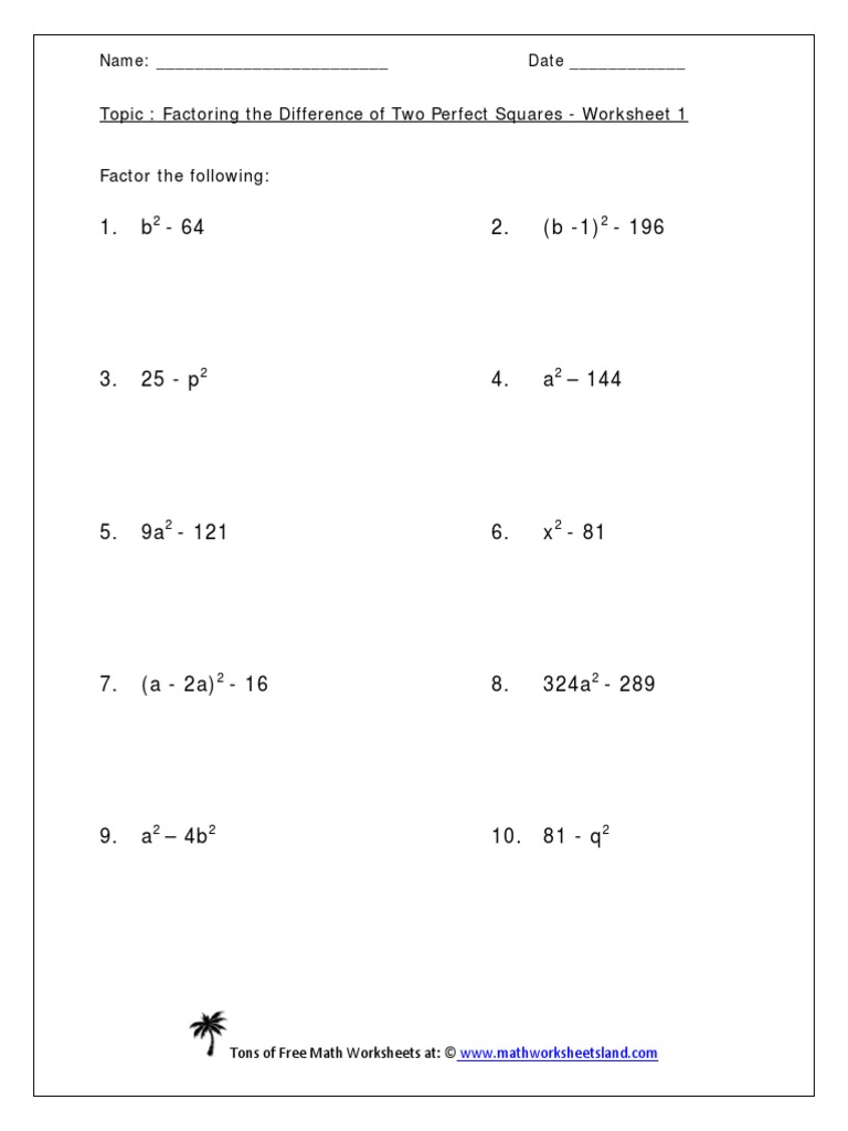 Difference of Squares Practice | PDF | Teaching Mathematics