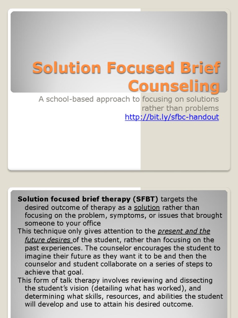 Solution Focused Brief Counseling | PDF | School Counselor | Learning