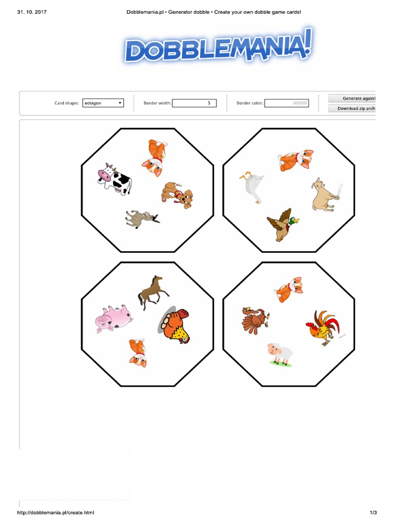 Dobble Cards - Animals On The Farm | PDF