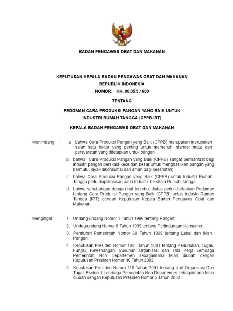 Pedoman Irt CPPB | PDF