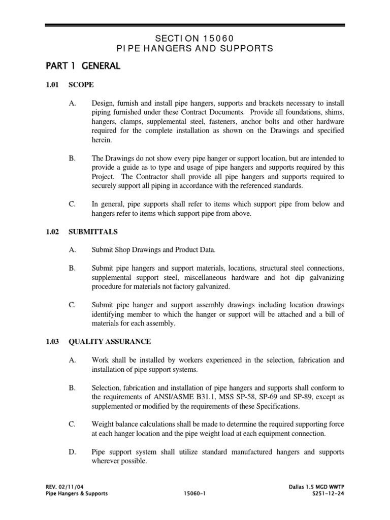 Pipe Hangers and Supports PDF | PDF | Pipe (Fluid Conveyance) | Screw
