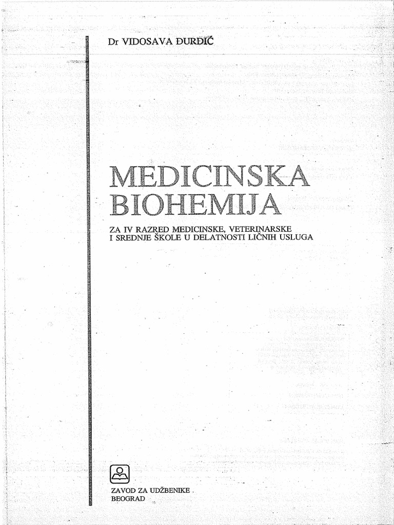 Medicinska Biohemija Za 4ti Razred Srednje Skole | PDF