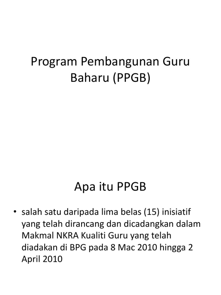Program Pembangunan Guru Baharu (PPGB) | PDF