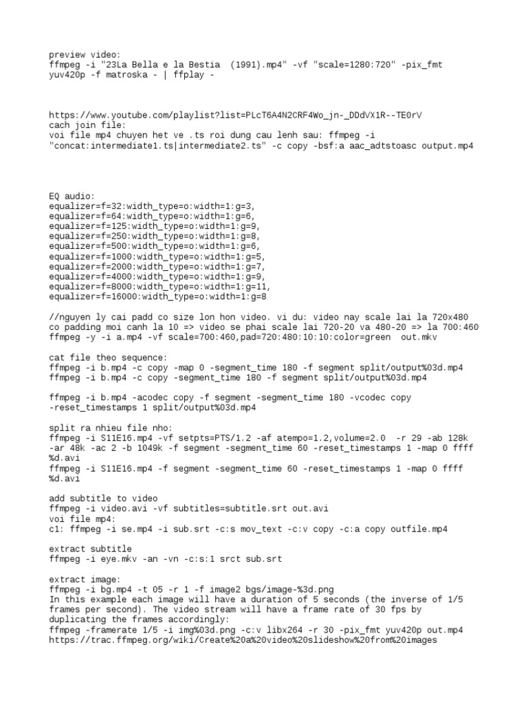 Ffmpeg Note | PDF | Frame Rate | Video