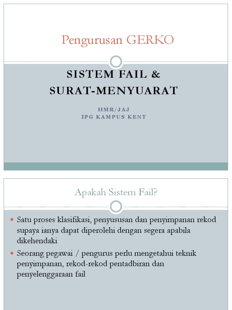 GERKO Sistem Fail Dan Surat-Menyurat | PDF